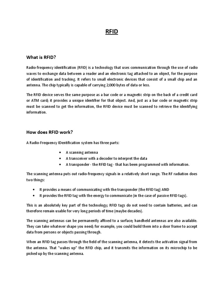 Rfid | PDF | Radio Frequency Identification | Barcode