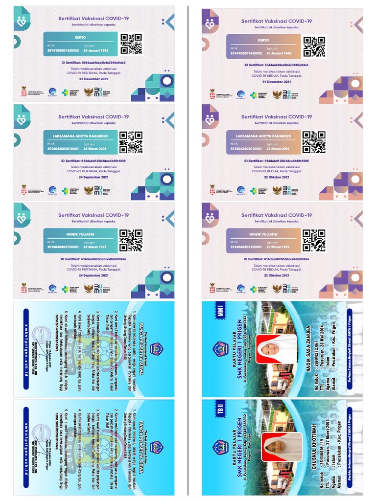 Template Kartu Vaksin SMK | PDF