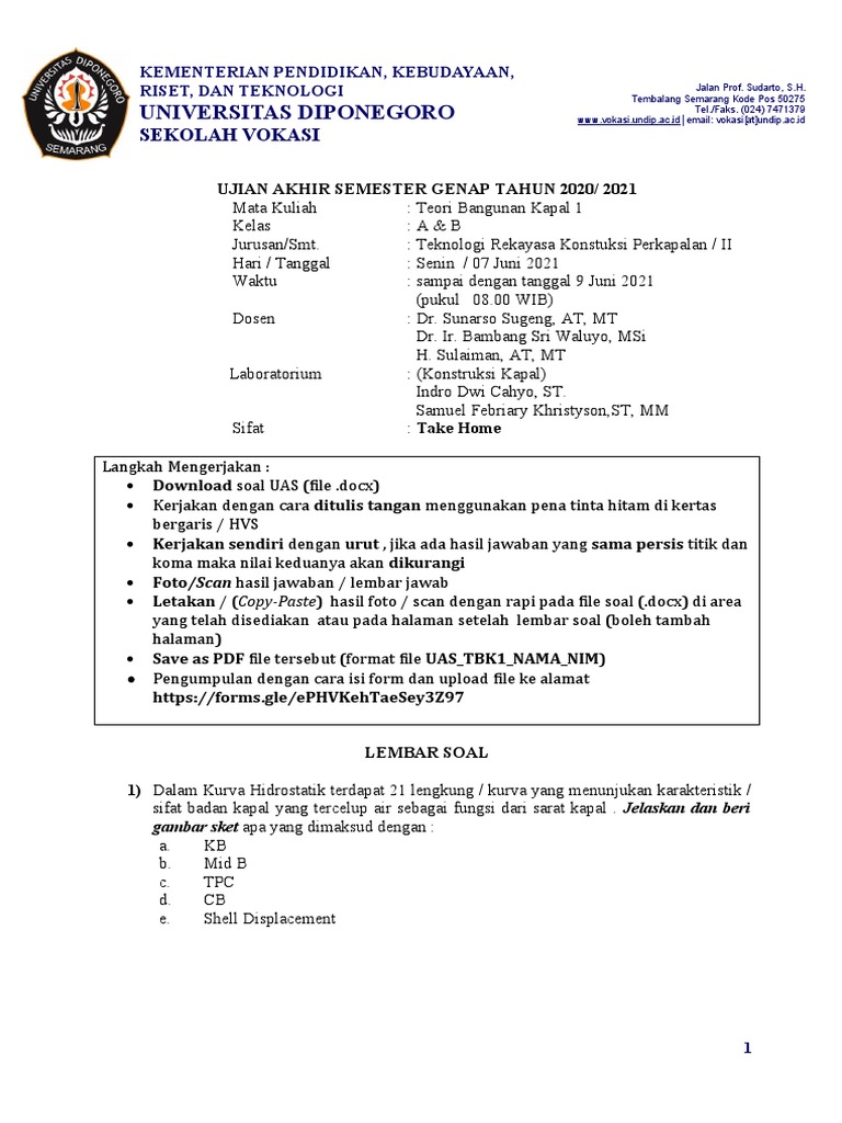 (Siap) UAS TBK 1 Genap 2020-2021 | PDF