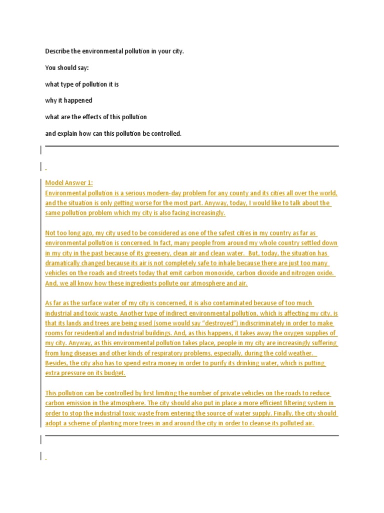 Describe The Environmental Pollution in Your City | PDF | Air Pollution ...