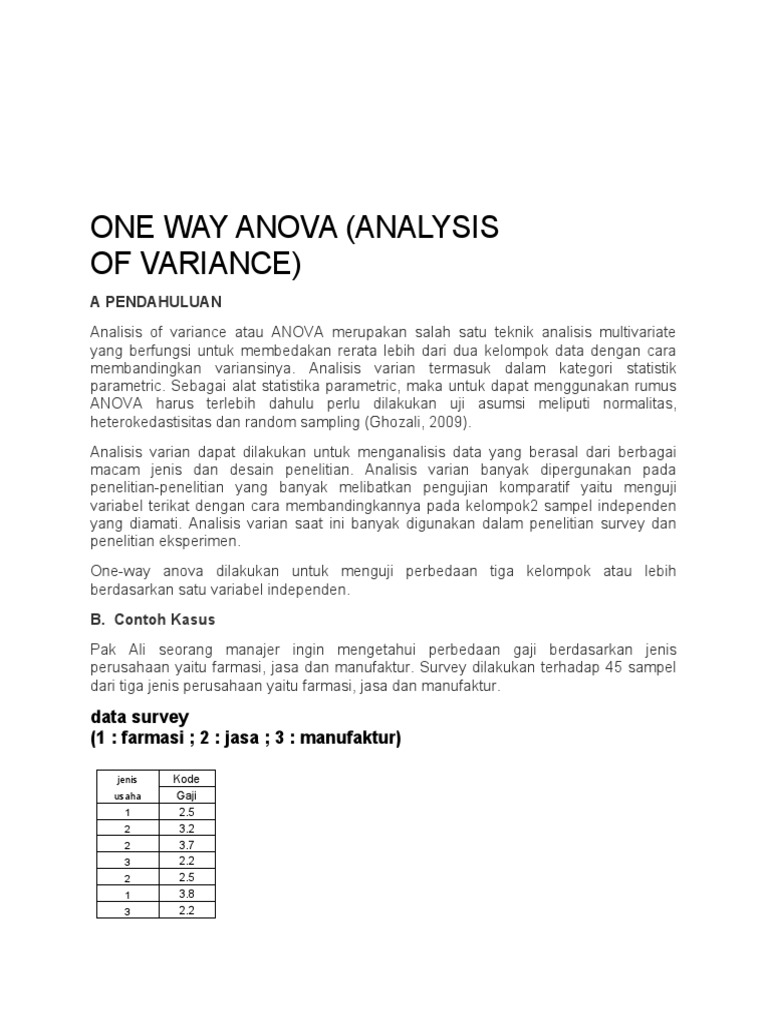 One Way Anova | PDF
