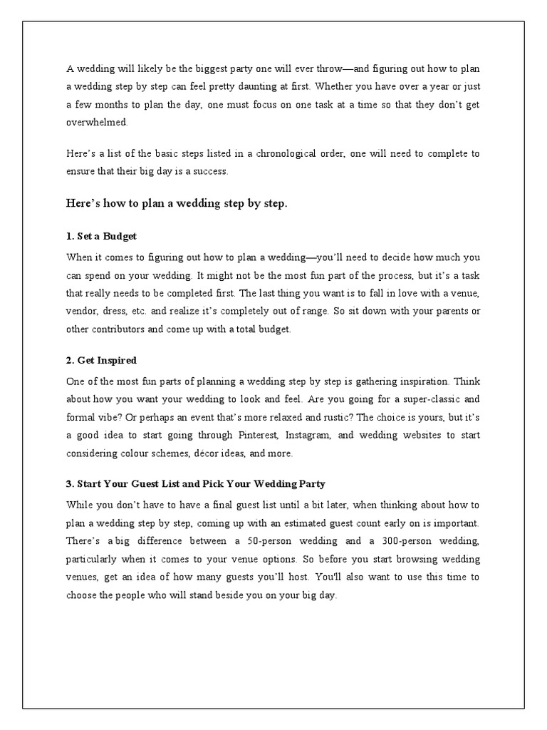 Here's How To Plan A Wedding Step by Step | PDF | Wedding | Marriage ...