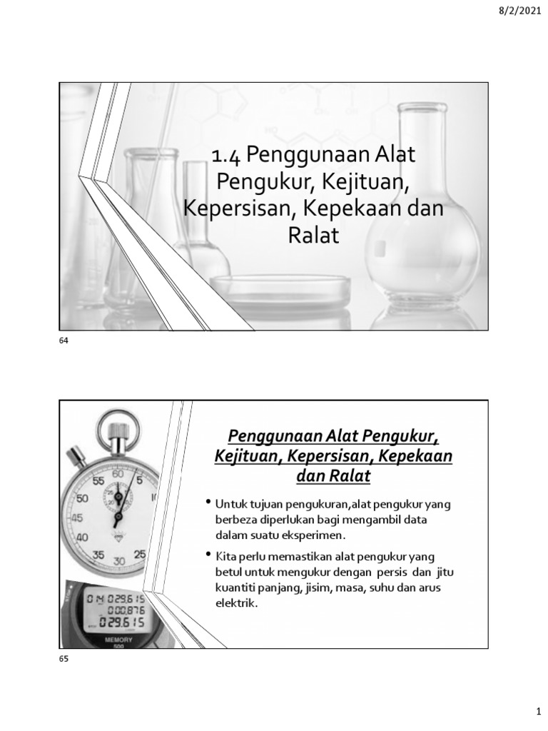 1.4 Penggunaan Alat Pengukur, Kejituan, Kepersisan, Kepekaan Dan Ralat ...