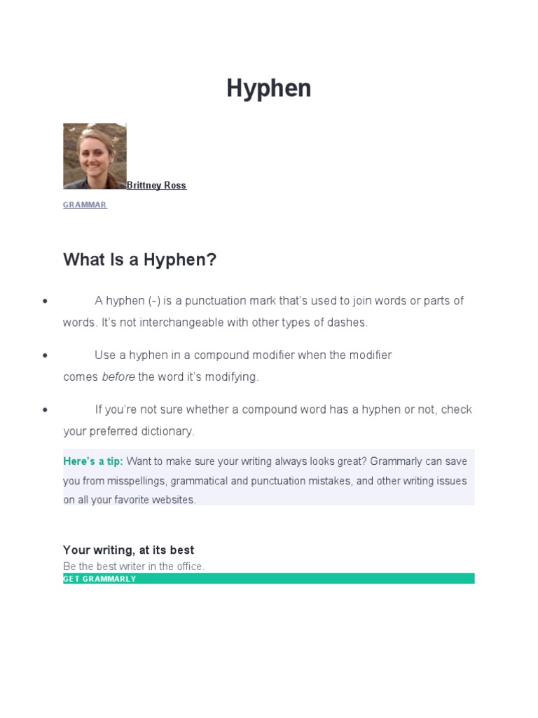 Hyphen: What Is A Hyphen? | Download Free PDF | Linguistics | Grammar