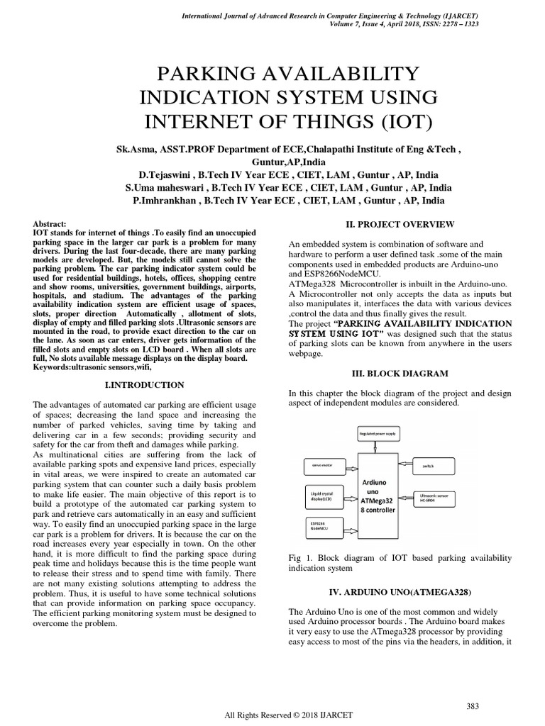 Parking Availability Indication System U | PDF | Parking | Arduino