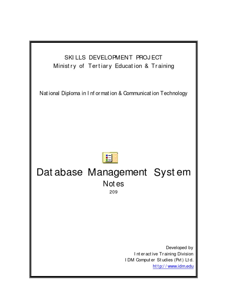 Database Management System by IDM Computer Studies (PVT) Ltd. | PDF | Data Model | Databases