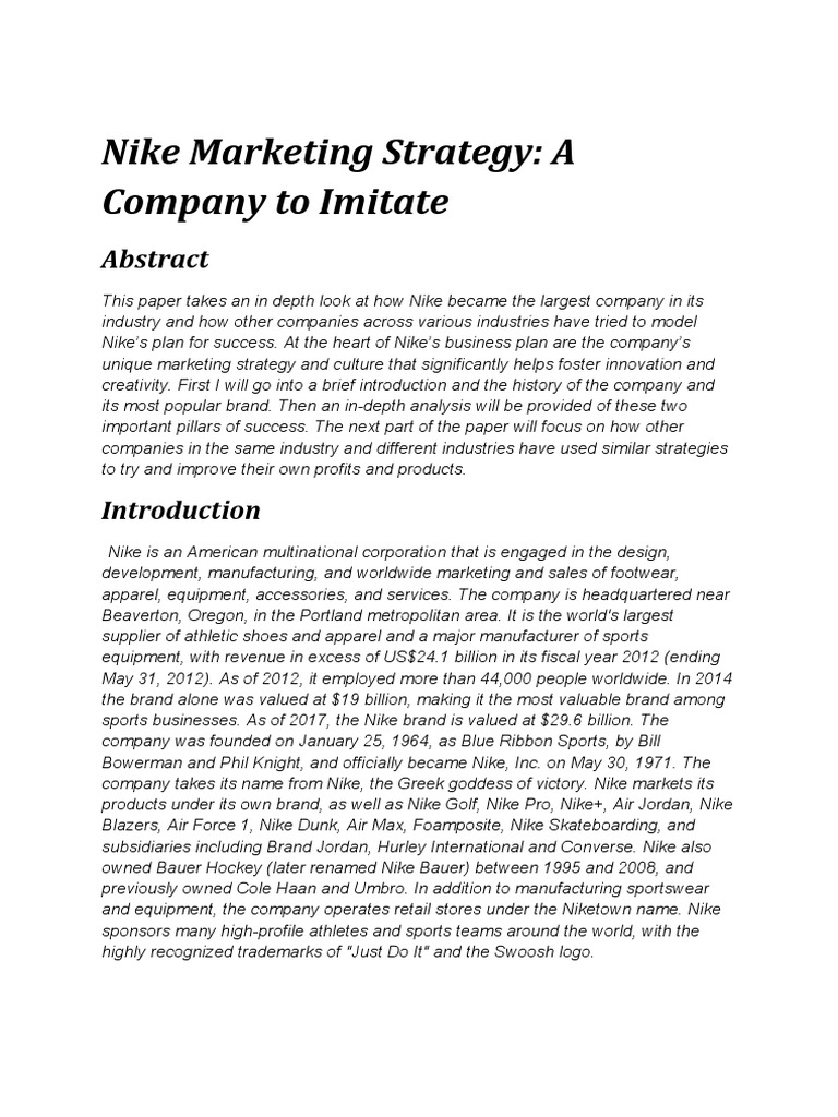 Nike's Marketing Strategy | PDF | Nike | Strategic Management