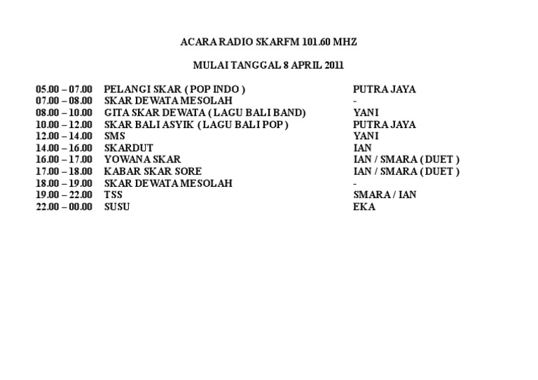 Acara Skar April 2011 | PDF