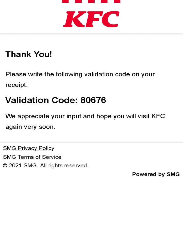 KFC India Feedback Validation Code | PDF
