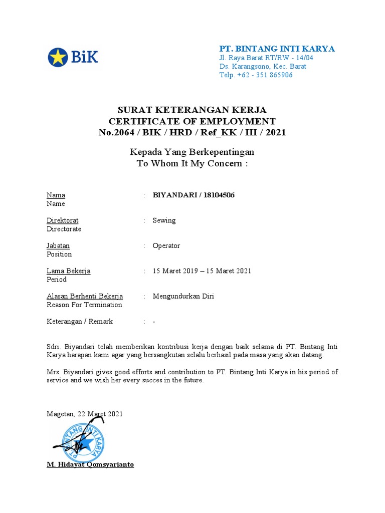 Bintang Inti Karya (Biyandari) | PDF