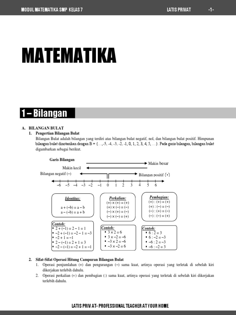 Modul Matematika Kelas 7 SMP | PDF