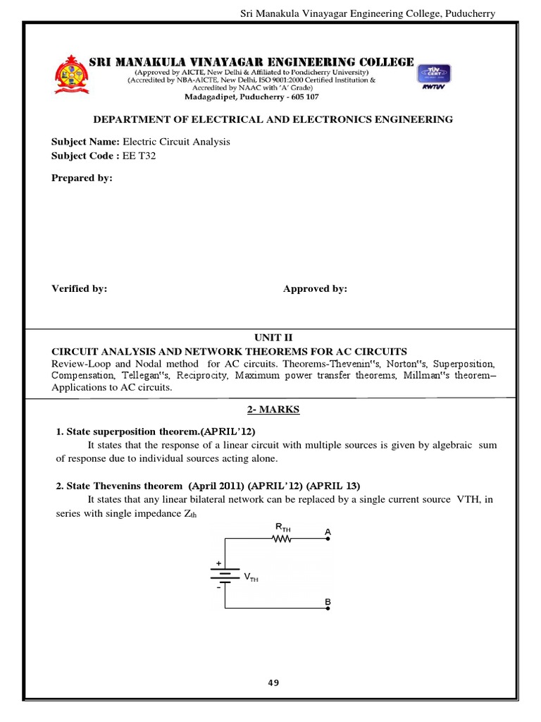 ECA Unit 2 | PDF | Electrical Network | Electrical Impedance