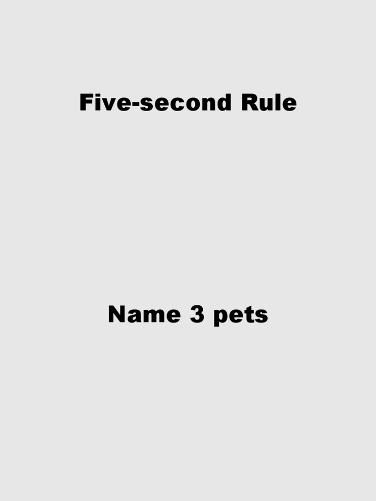 Five Second Rule | PDF