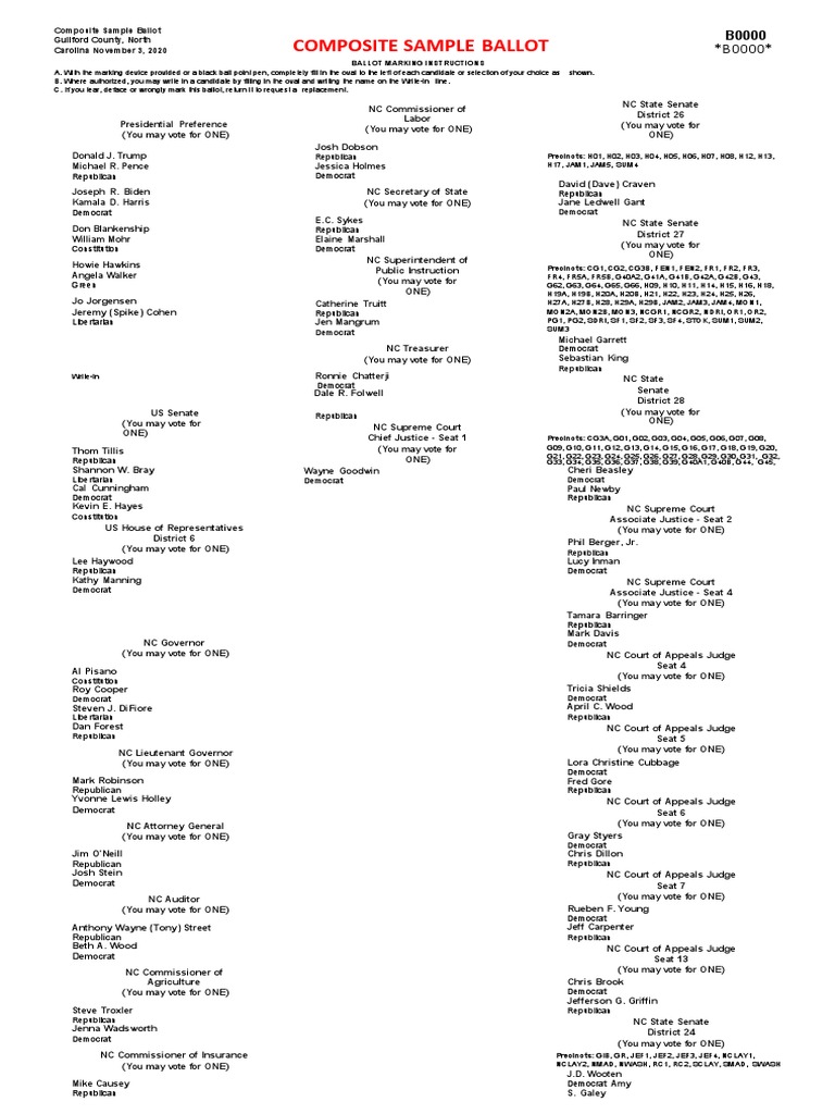 Composite Sample Ballot: Federal Offices | PDF | American Government ...