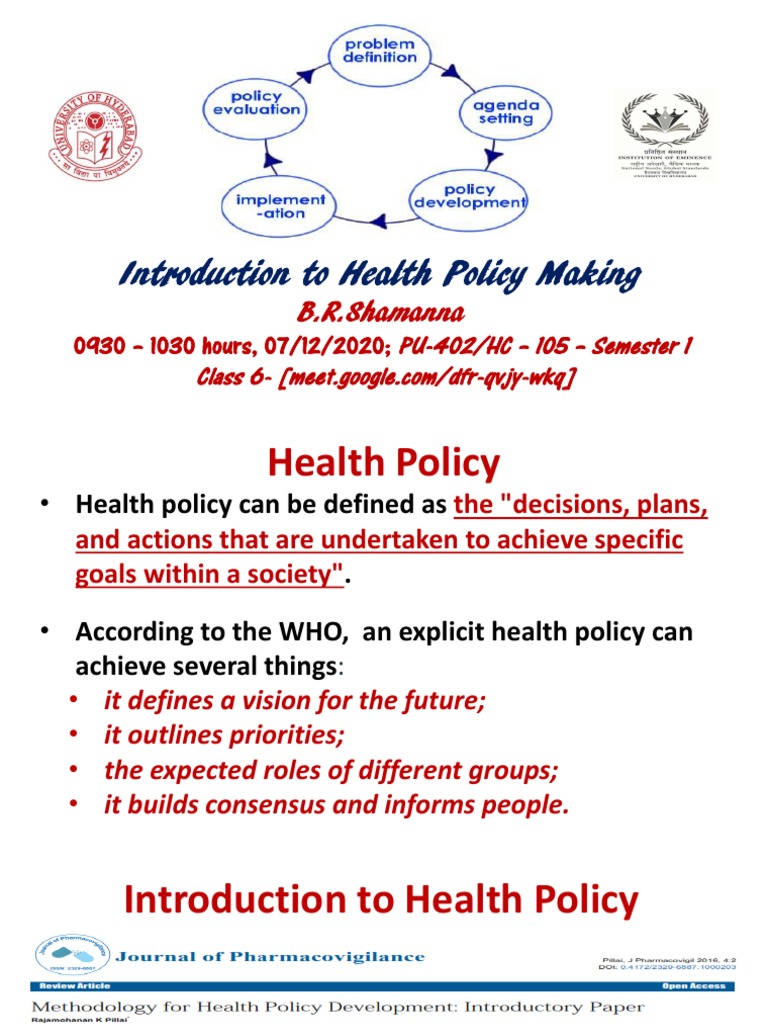 Introduction To Health Policy Making: B.R.Shamanna | PDF | Policy ...