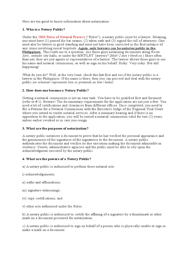 Notarization Essentials for Filipinos | PDF | Notary Public | Identity ...