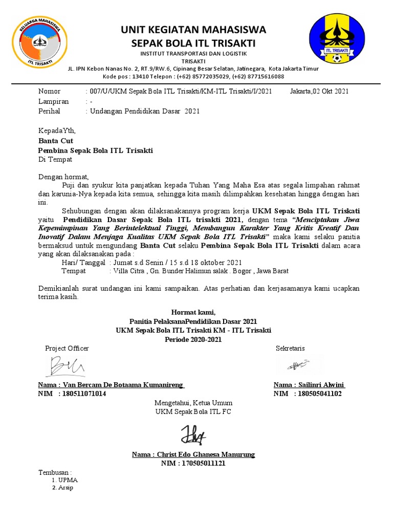 Unit Kegiatan Mahasiswa Sepak Bola Itl Trisakti | PDF