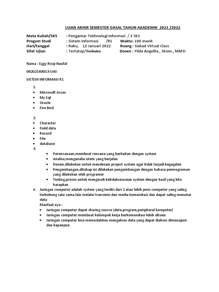 UAS Eggy Rizqi Naufal PTI SI R1 | PDF