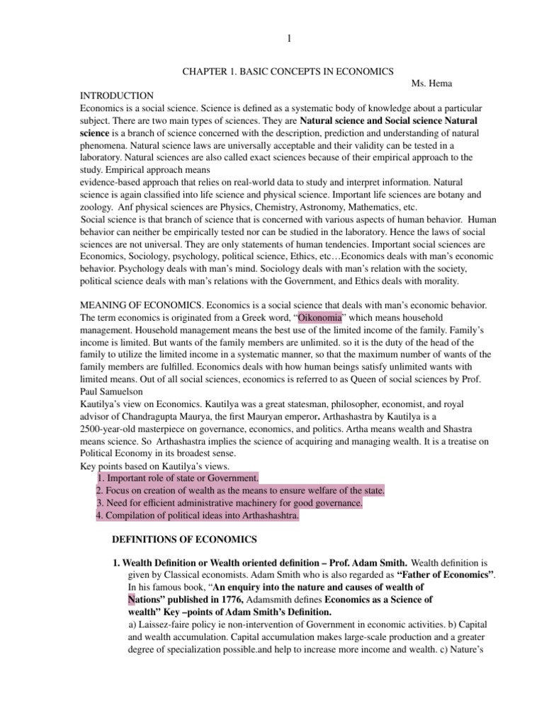 Basic Concepts in Economics (Notes) | PDF | Economics | Science