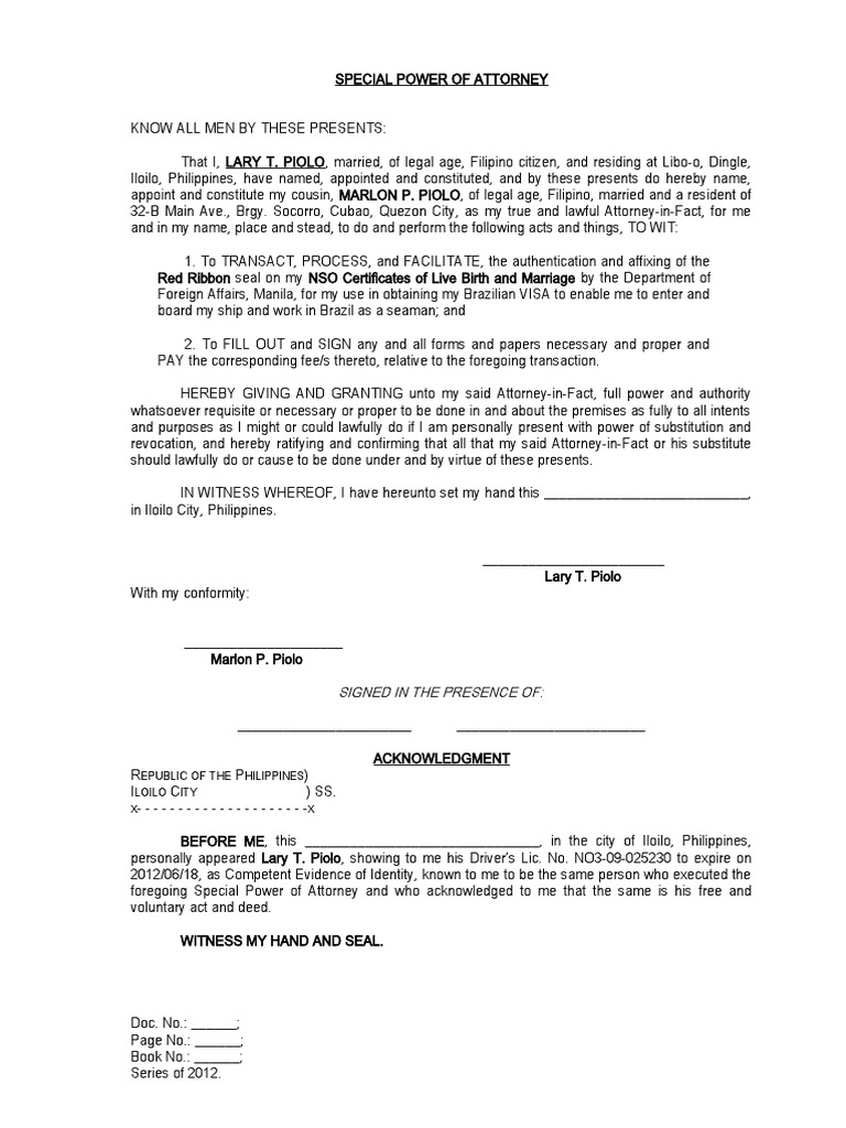 SPA - DFA Red Ribbon | PDF | Power Of Attorney | Justice