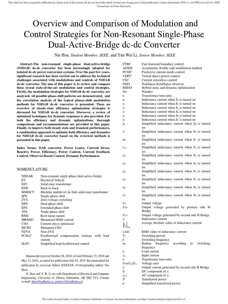 Overview and Comparison of Modulation and Control Strategies For Non ...