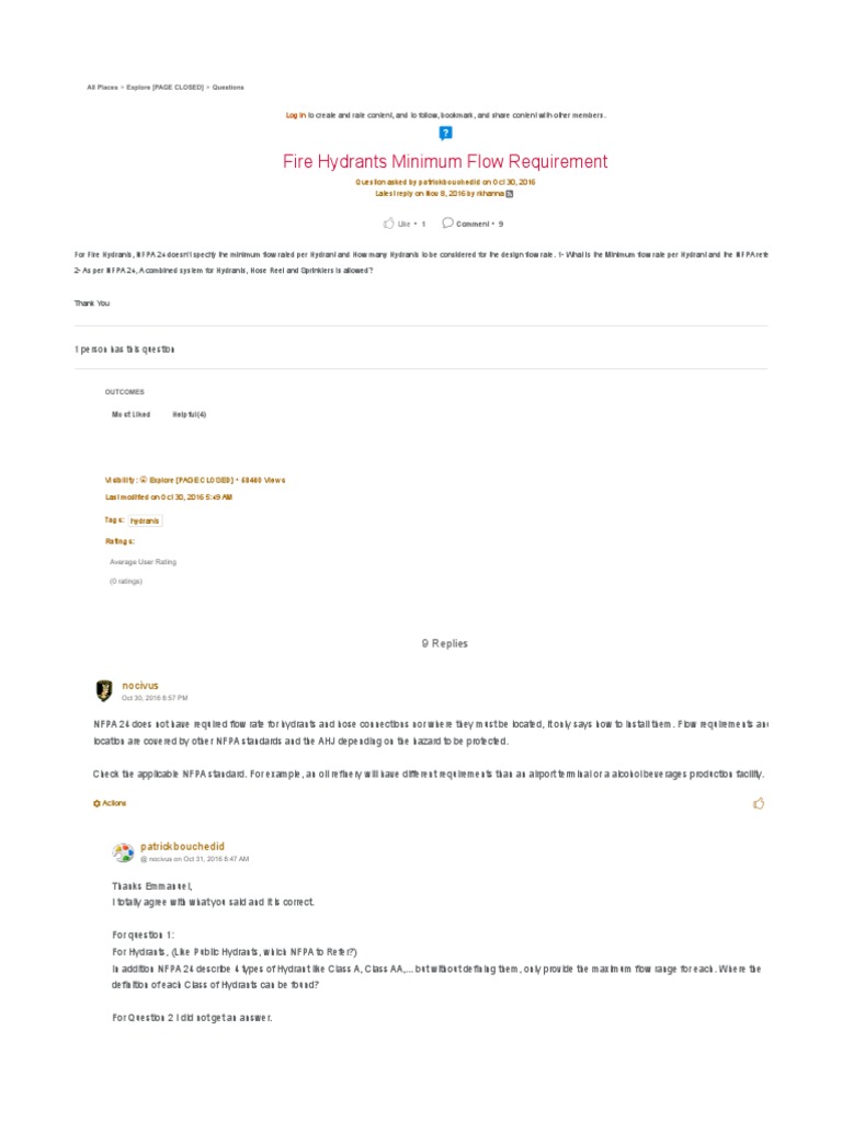 Fire Hydrants Design Flow Requirement | PDF | Fire Sprinkler System