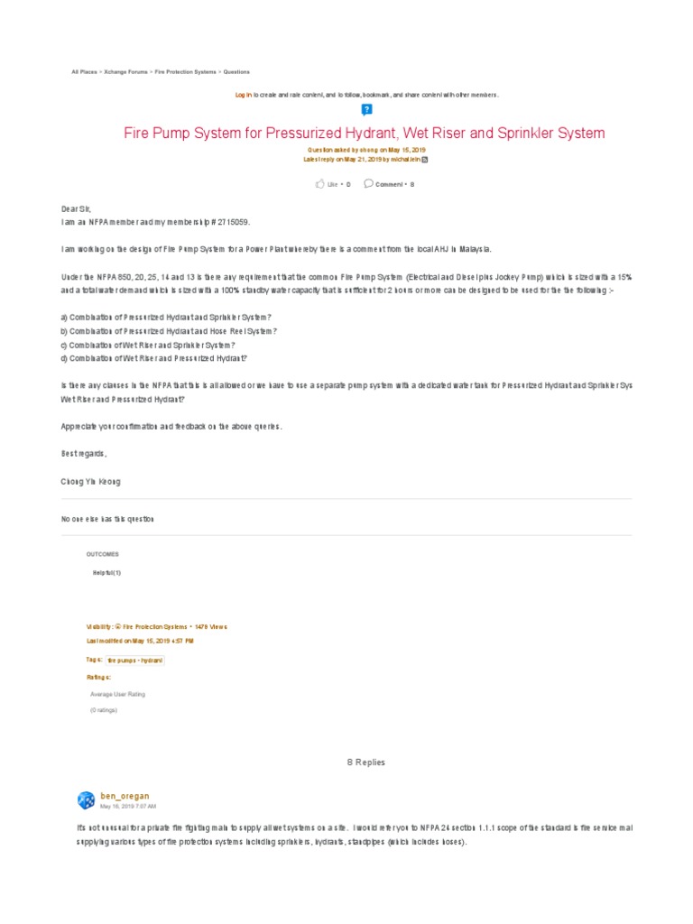 NFPA Reference Pump Requirement For Combined System | PDF | Fire ...