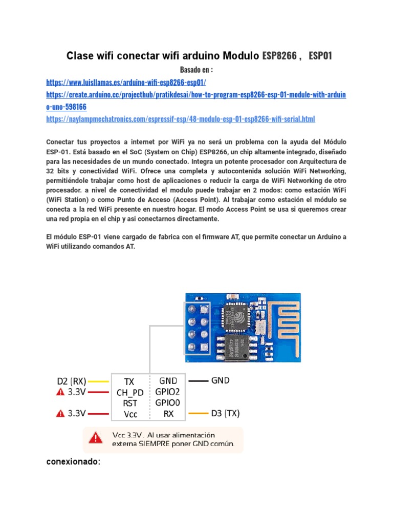 Clase Wifi Conectar Wifi Arduino Modulo ESP8266, ESP01 | PDF
