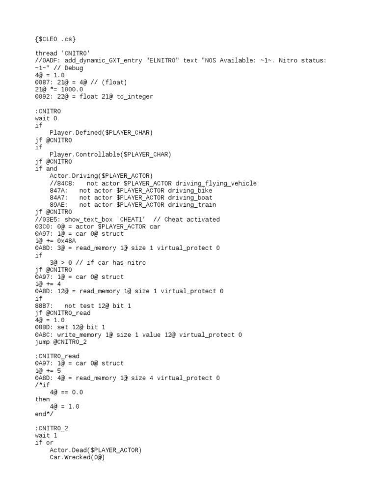 Analyzing a Grand Theft Auto Script that Implements a Nitrous Oxide ...