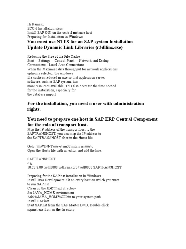 Sap Installation | PDF