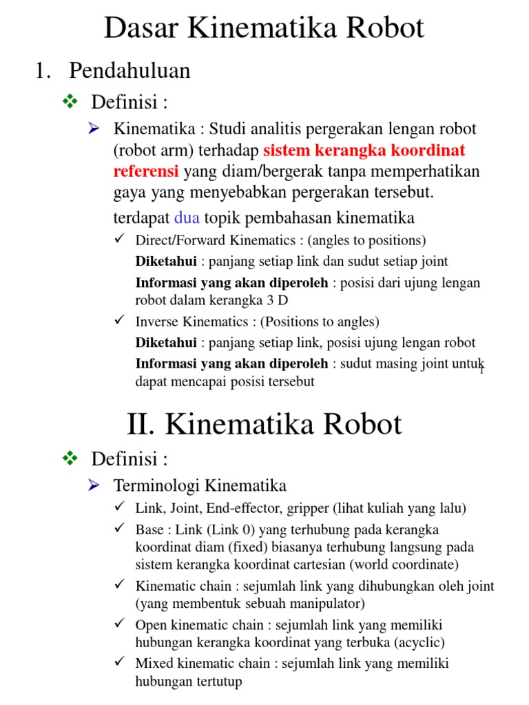 Dasar Kinematika Robot Part 1 | PDF