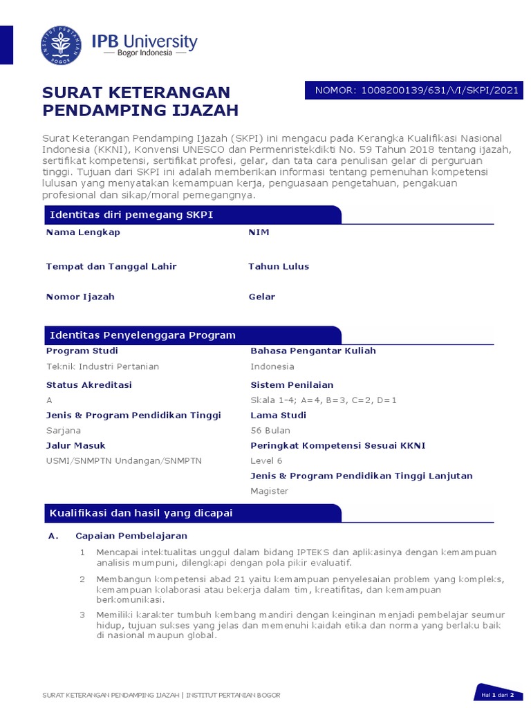Skpi Ipb | PDF | Seni