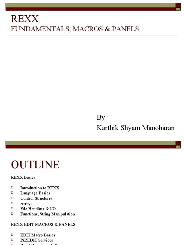 REXX Basics, Macros & Panels - Training | PDF | Control Flow | Software Development