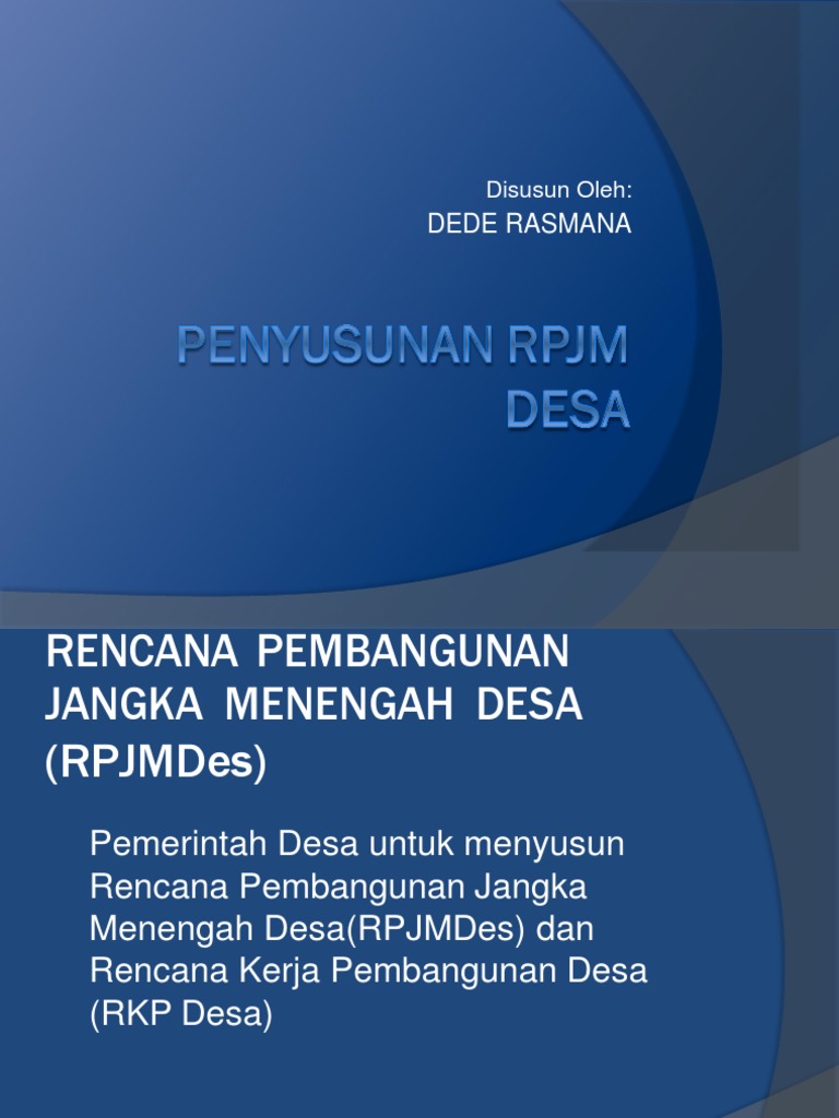 Workshop RPJM Desa | PDF | Ilmu Sosial | Sains & Matematika