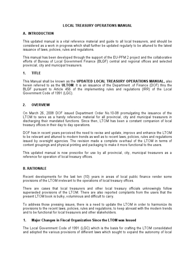 Local Treasury Manual | PDF | Public Law | Public Sphere