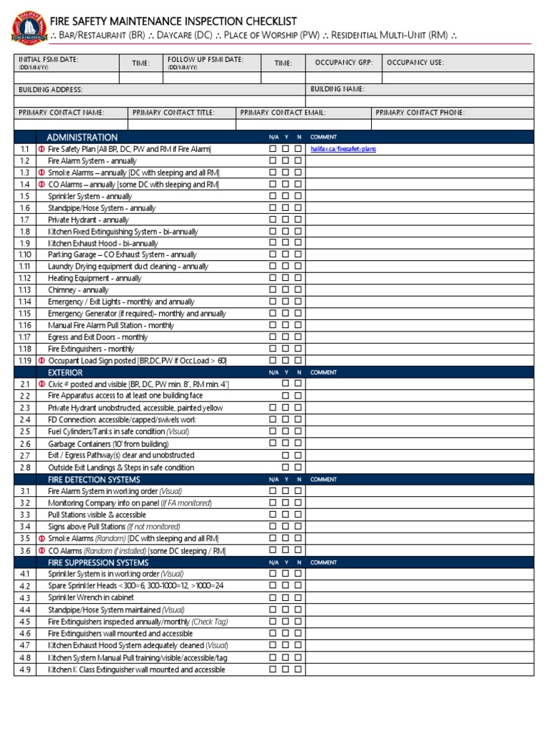 Fire Safety Maintenance Inspection (FSMI) Checklist | PDF | Chimney ...