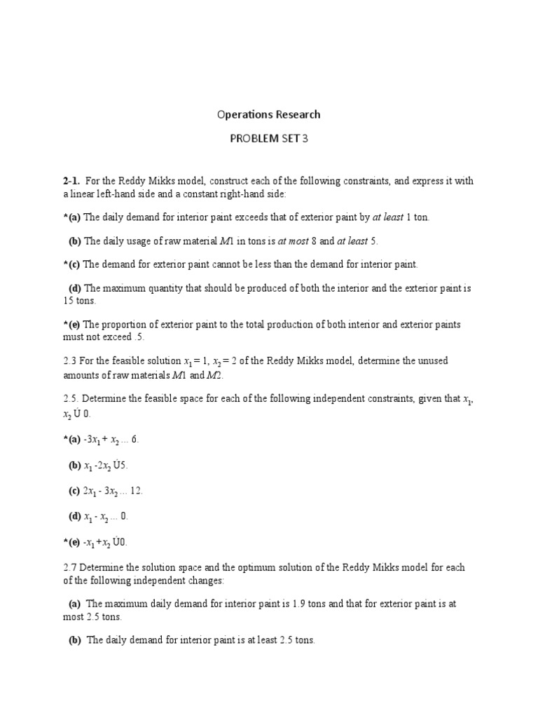 Operations Research Problem Set 3 | PDF | Home & Garden | Technology ...