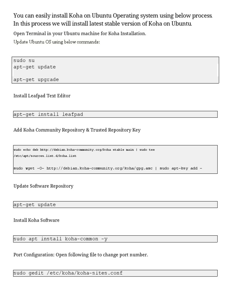 You Can Easily Install Koha On Ubuntu Operating System Using Below Process | PDF | Sudo ...