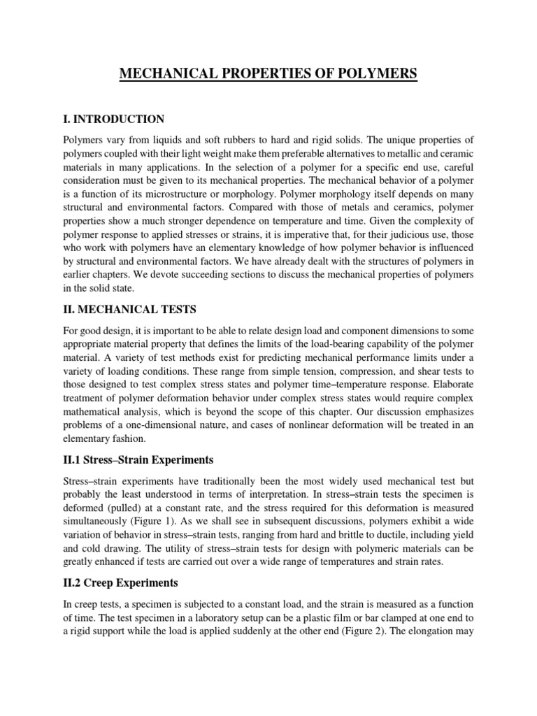 Mechanical Properties of Polymers | PDF | Deformation (Engineering ...