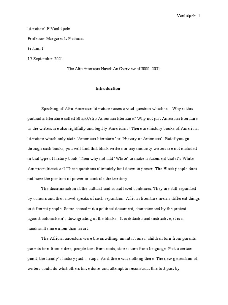 The Afro American Novel (An Overview of 2000-2021) | PDF