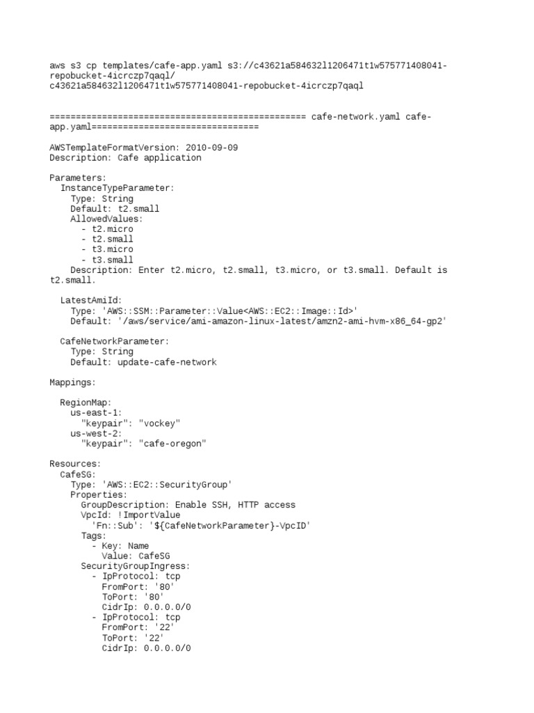 AWS CloudFormation Cafe App Template | PDF | Computer Science | Hypertext