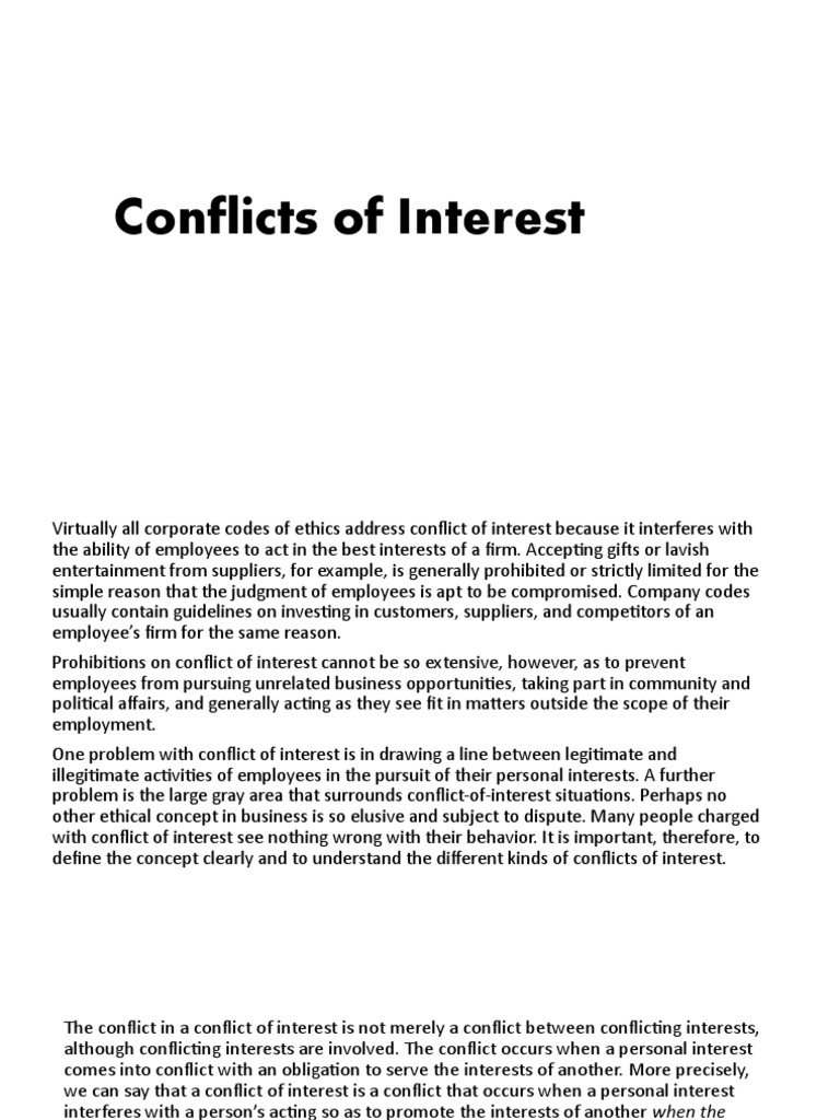 Understanding Conflicts of Interest | PDF | Conflict Of Interest ...