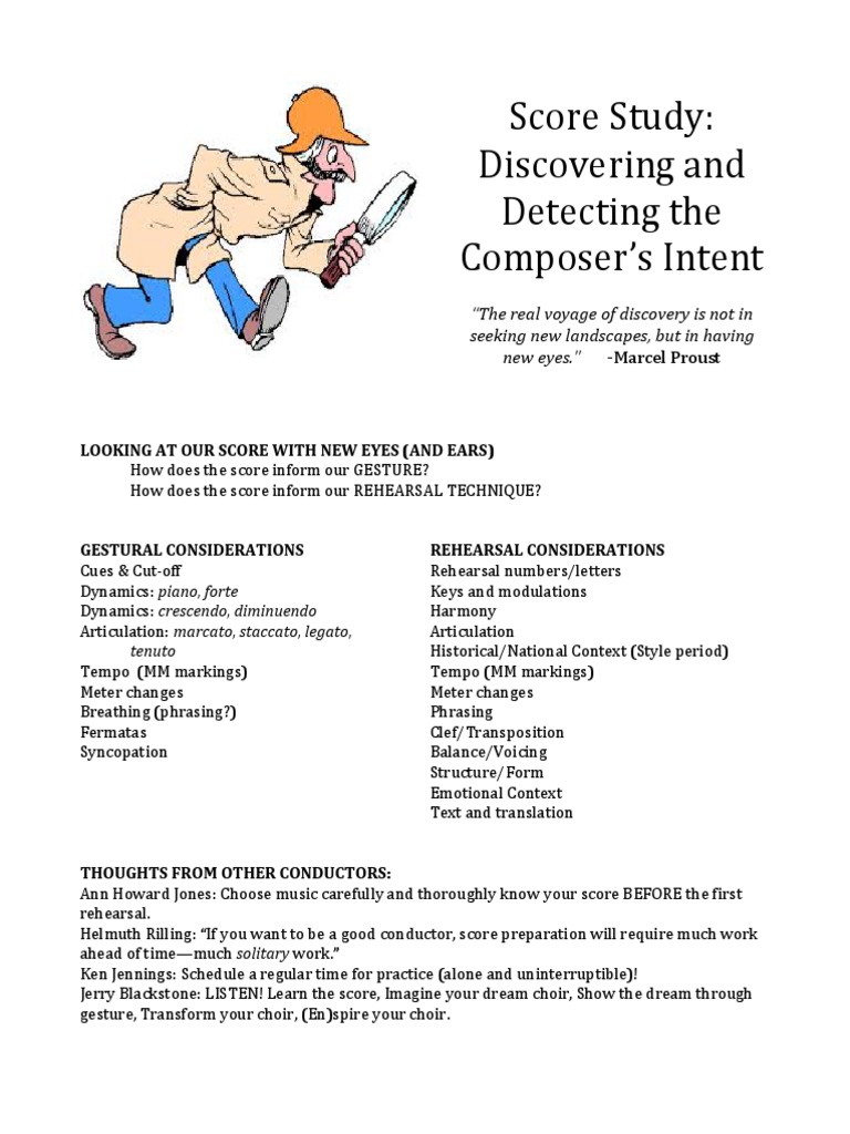 Score Study Handout | Download Free PDF | Conducting | Music Theory