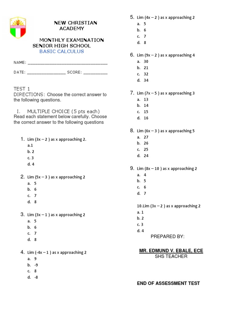 Basic Calculus Grade 11 | PDF