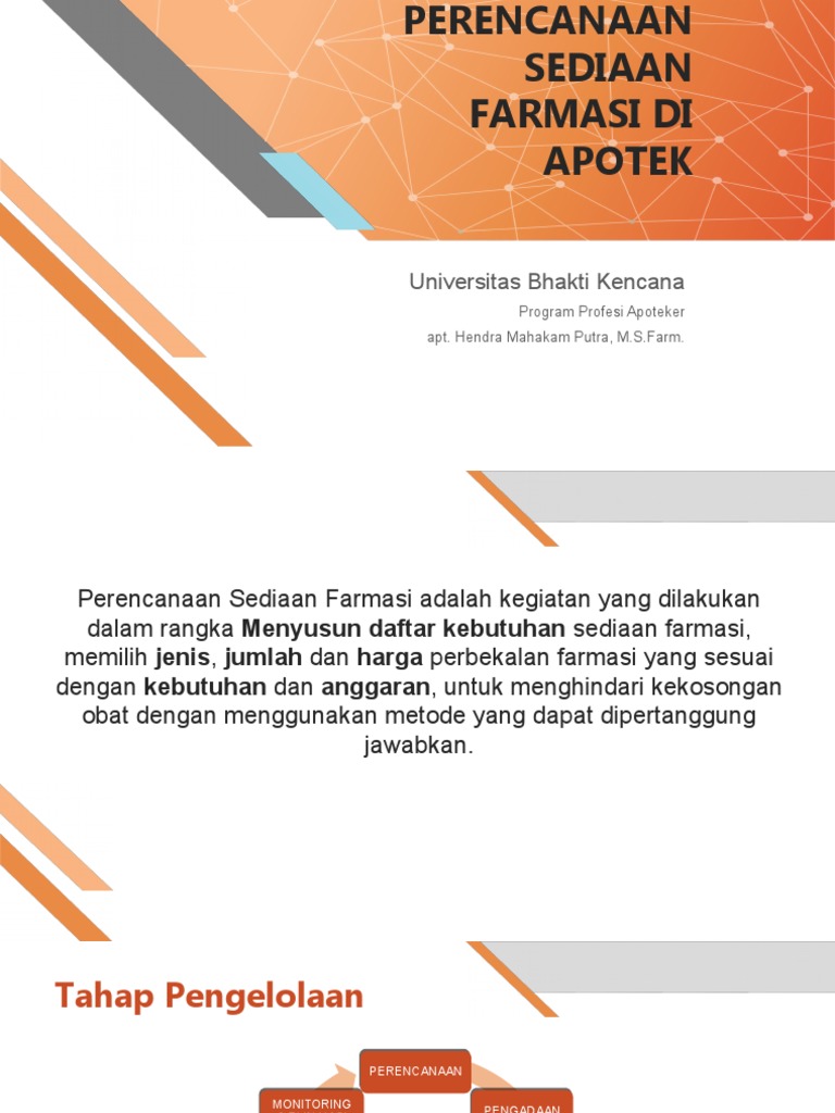 Perencanaan Sediaan Farmasi Di Apotek | PDF