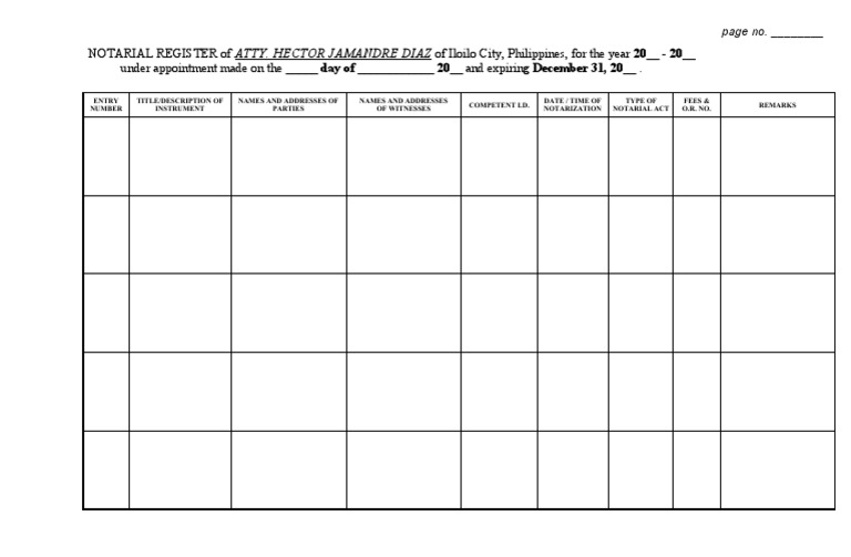 Notarial Register of Atty | PDF