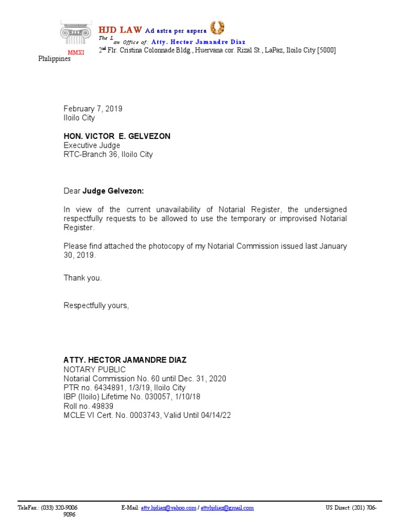 Request Letter - Notarial Register | PDF