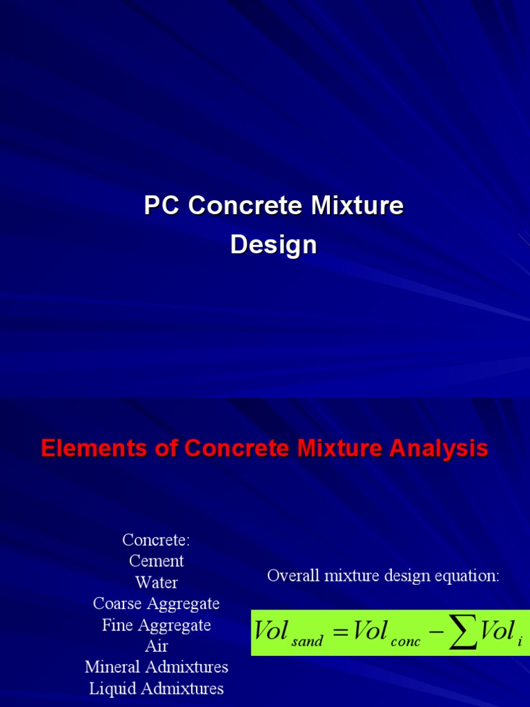 PC Concrete Mixture Design | PDF | Concrete | Cement