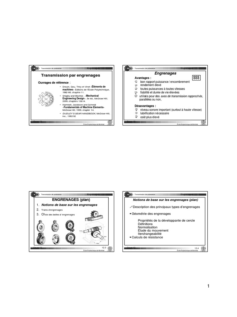 Cours Transmission Par Engrenages | PDF | Mécanique | Ingénierie mécanique