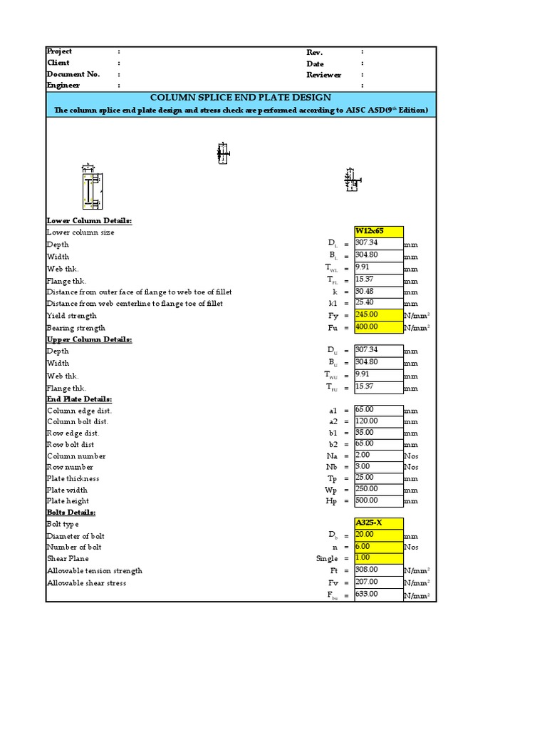 Column Splice End Plate Design | PDF | Solid Mechanics | Continuum ...